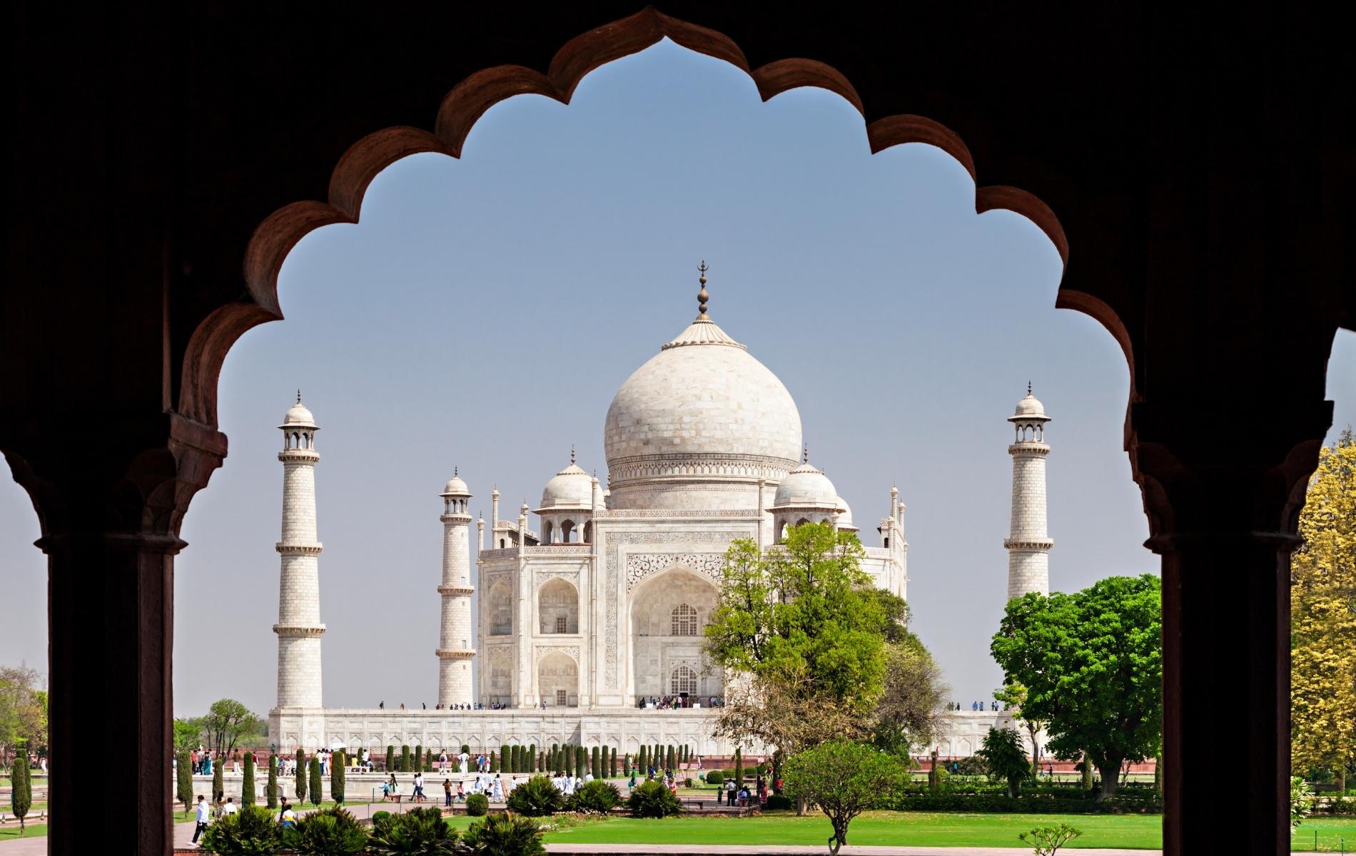 The white marble magnificence of the Taj Mahal