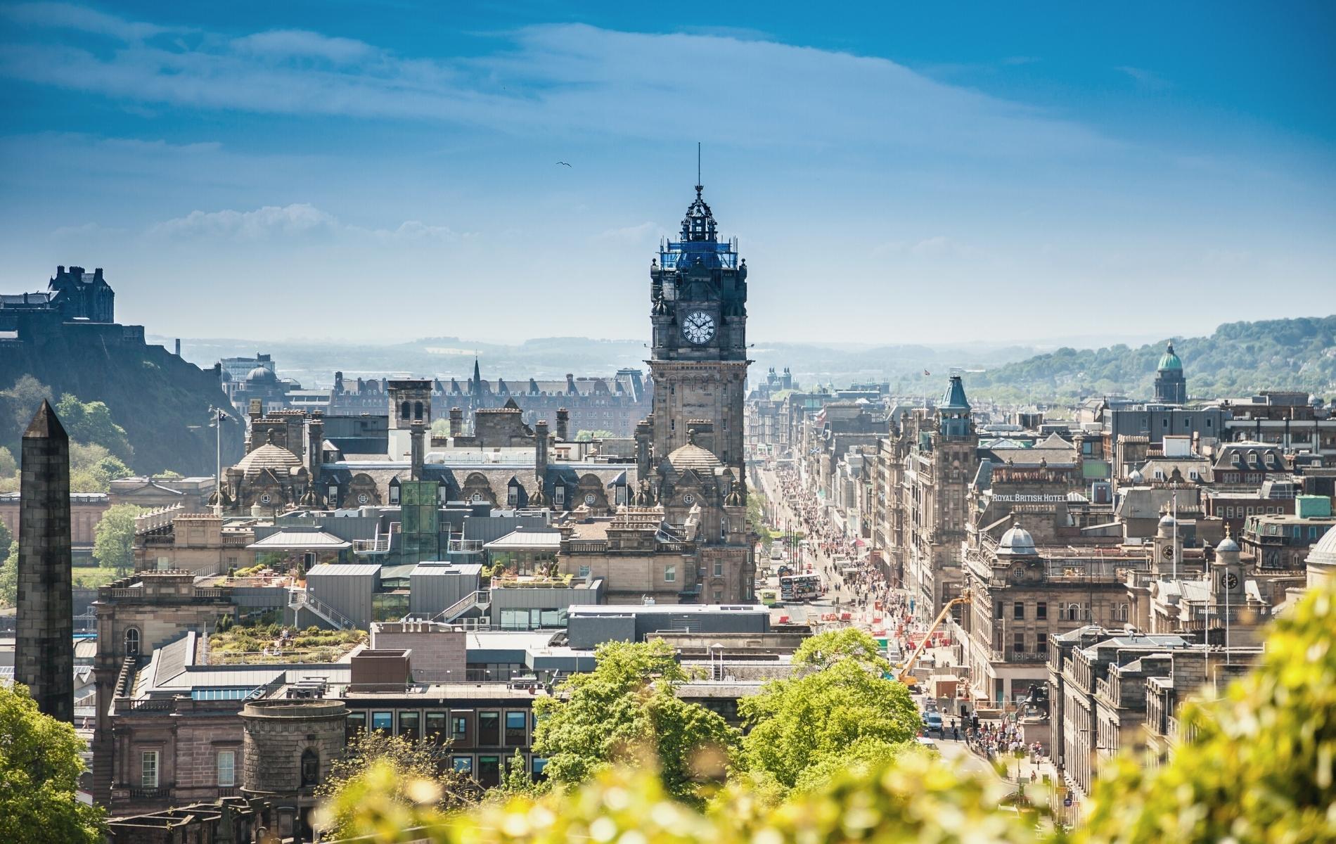 The fine view of the Firth of Forth from Edinburgh Castle